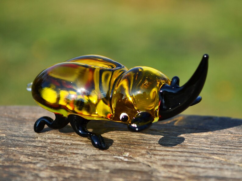 Yellow Glass Bug Figurine Animals Glass Bug Miniature Artglass | Etsy