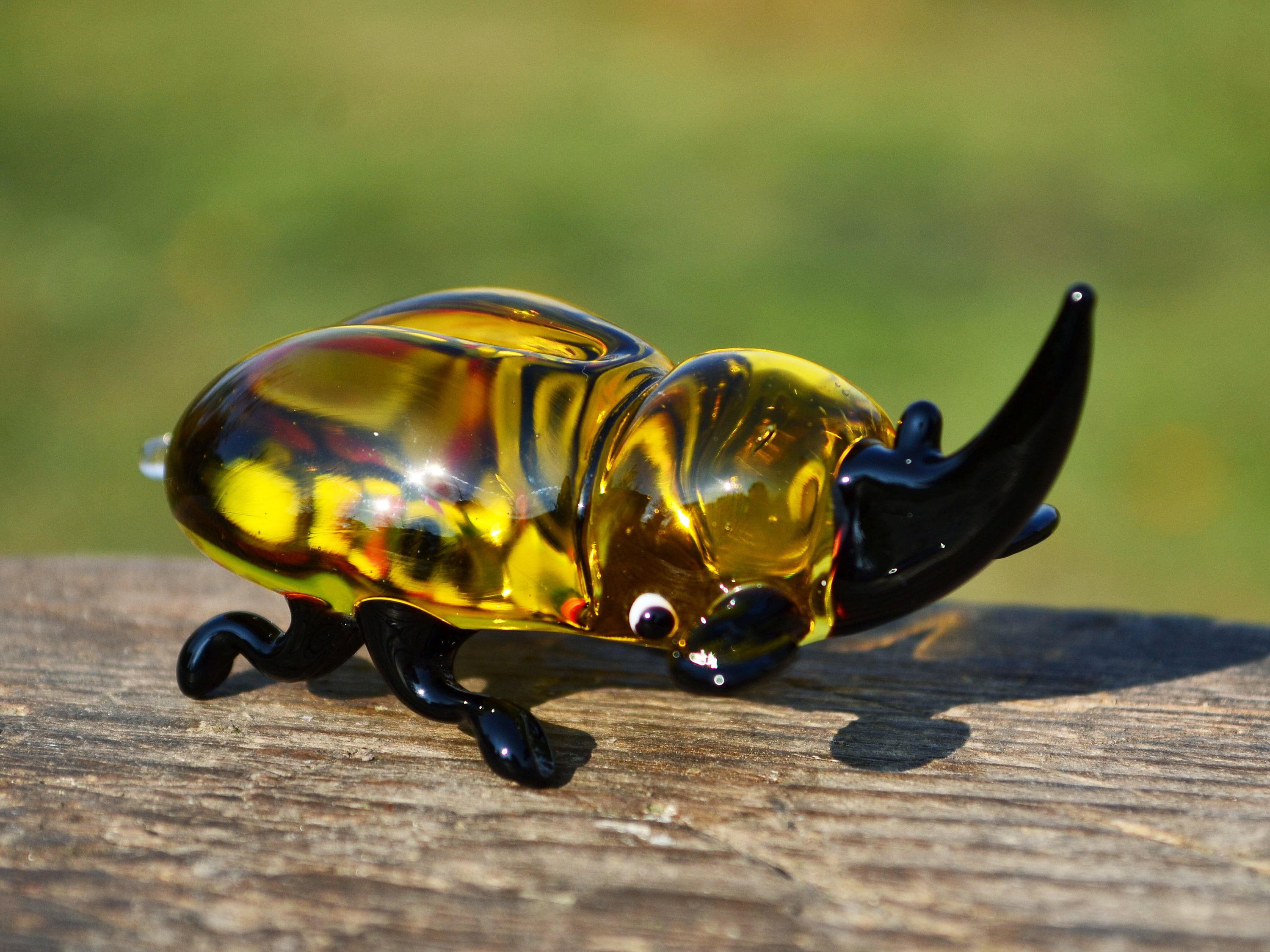 Yellow Glass Bug Figurine Animals Glass Bug Miniature Artglass | Etsy