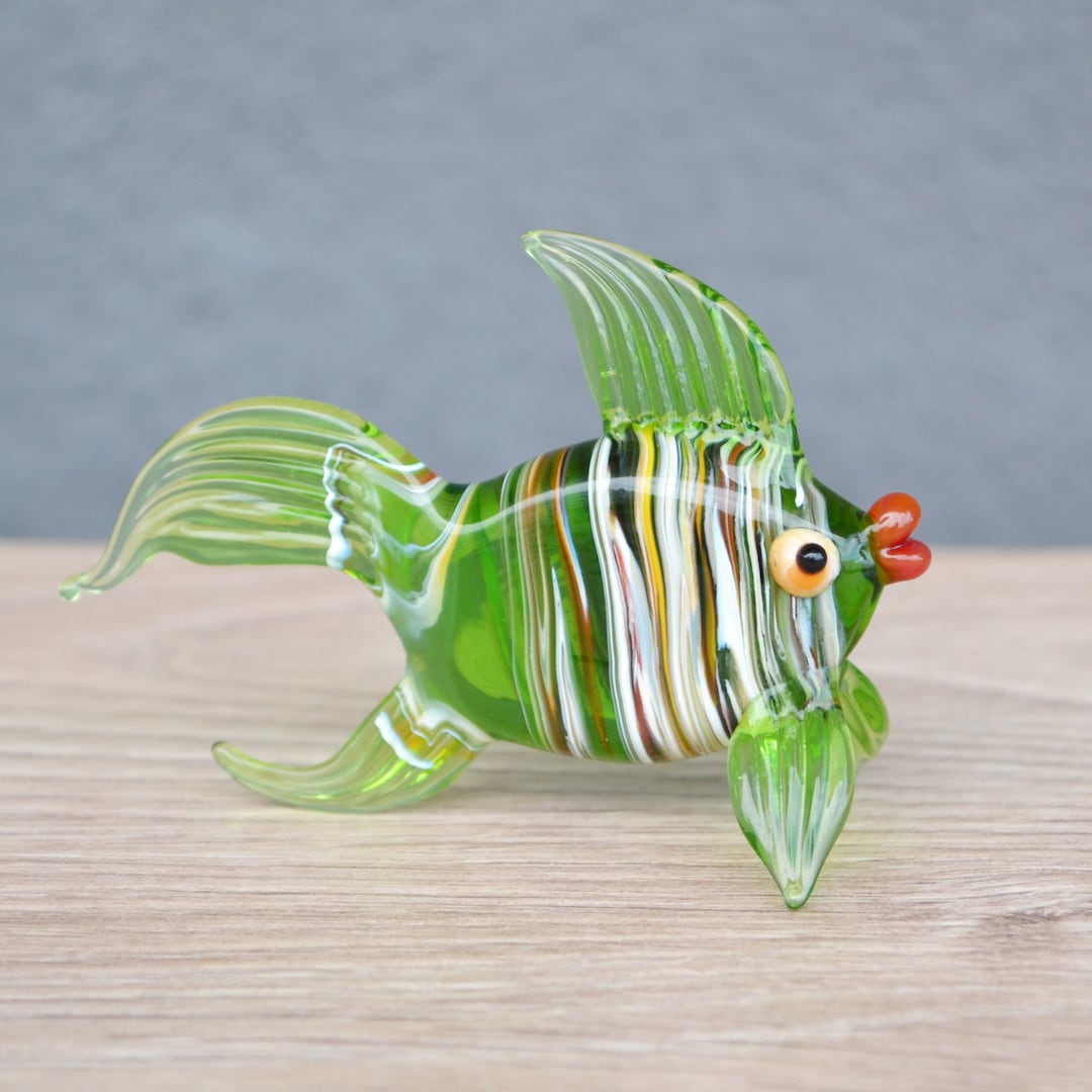 Green Glass Fish Figurine Sea Animals Glass Blowing Fish Figure ...