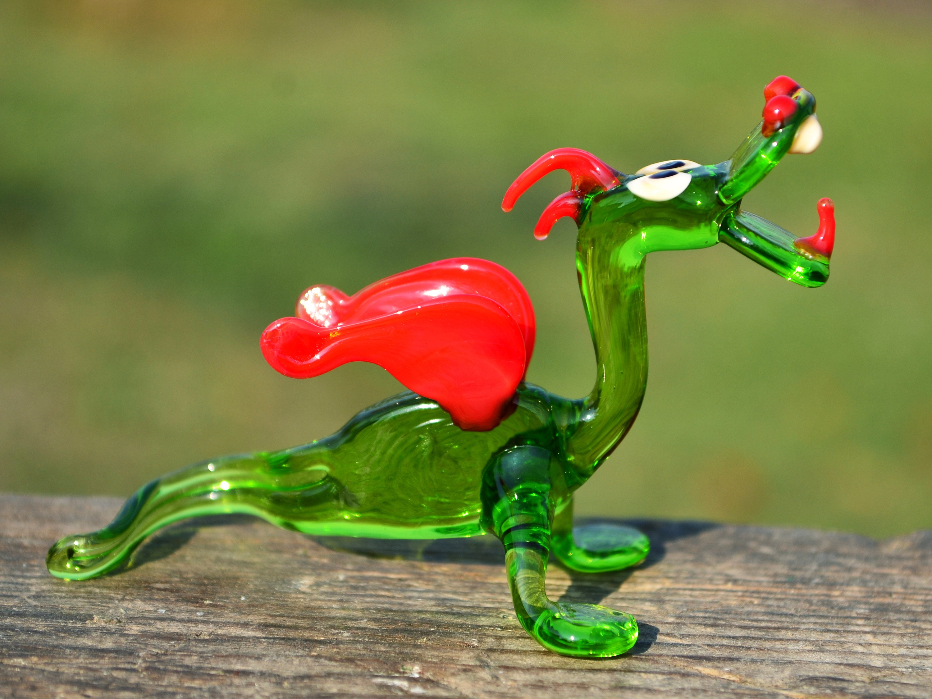 Green Glass Dragon Figurines Small Sculpture Miniature Artisan | Etsy