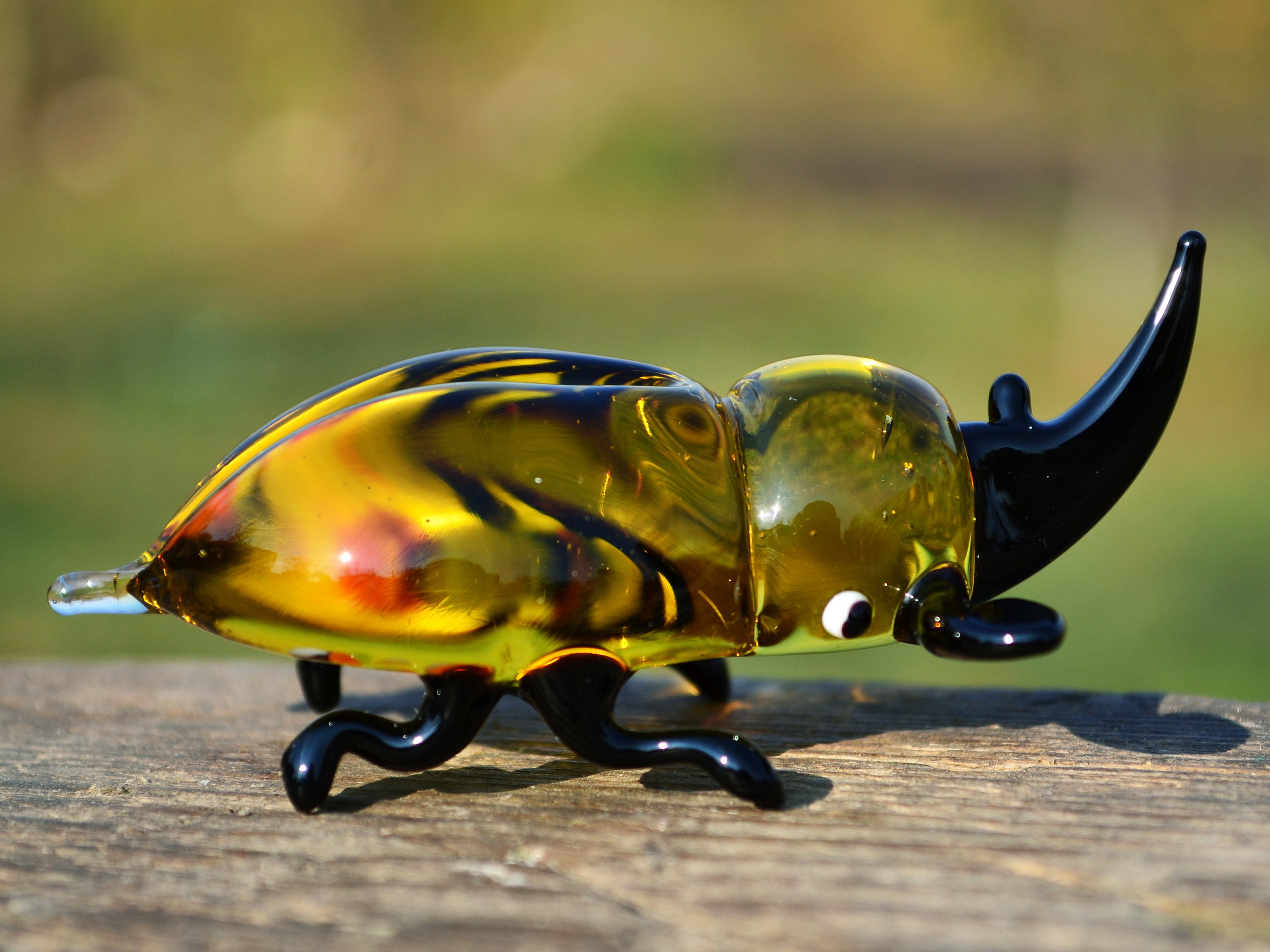 Yellow Glass Bug Figurine Animals Glass Bug Miniature Artglass | Etsy