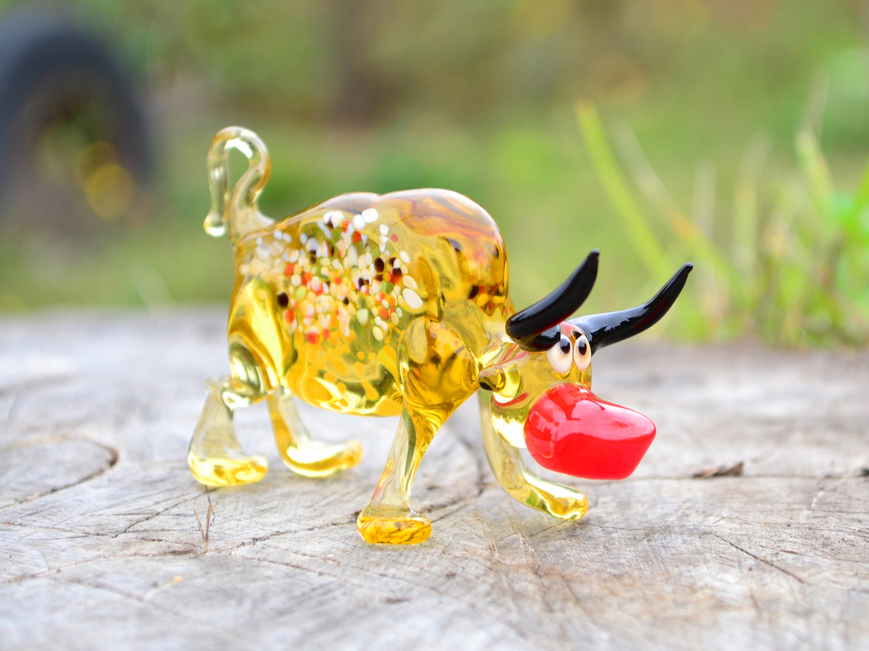 Glass Cow Animal Collector Paperweight Blown Cow Sculpture Art | Etsy