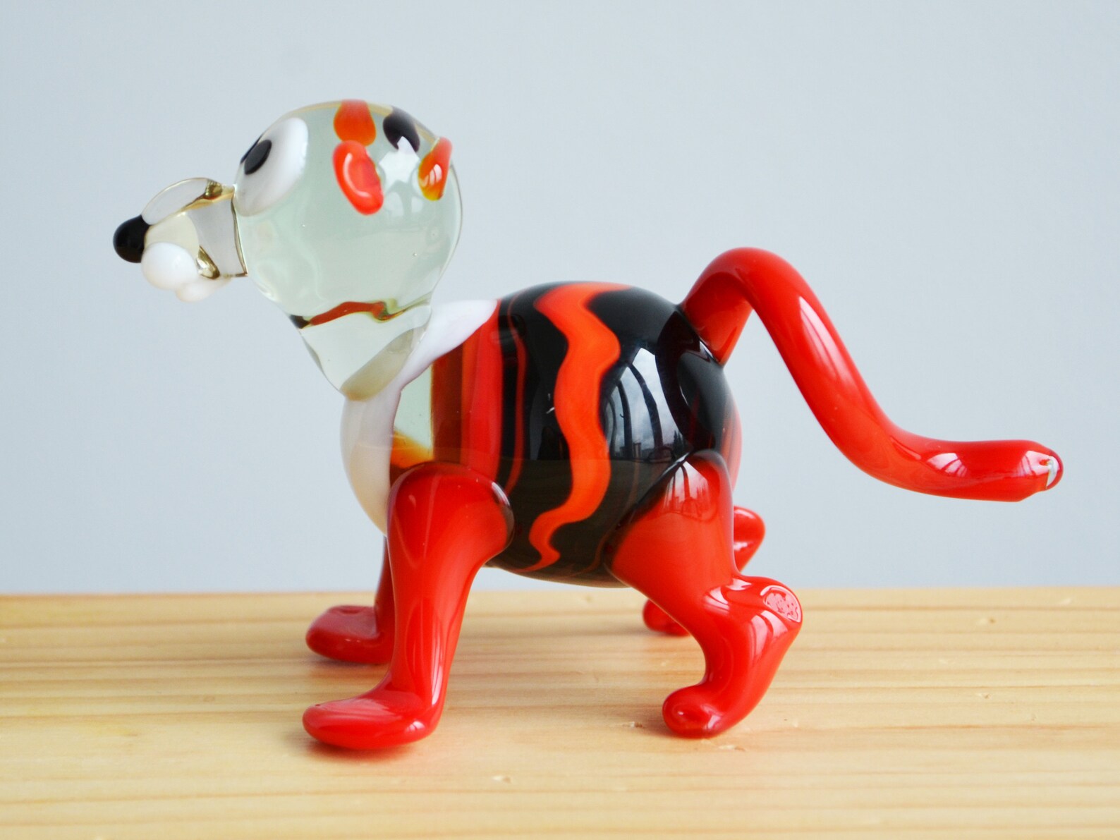 Red Tiger Glass Figurine Hand Blown Tiger Animals Glass Tiger - Etsy