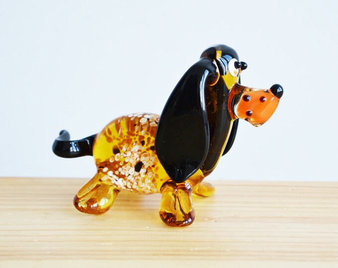 Glass Dog With Big Ears Figurine Dog Animals Glass Artglass - Etsy