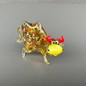 Glass Cow Figurine Blown Glass Animals Cow Sculpture Cow Miniatures Cow ...