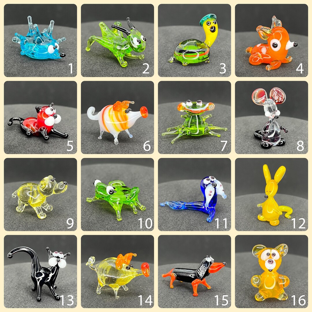 Small Glass Animals Miniature Mini Figurines Glass Animals Tiny Little ...