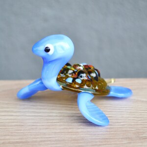 Blue Glass Turtle Figurine Animals Glass Turtles Sculpture Art Glass ...
