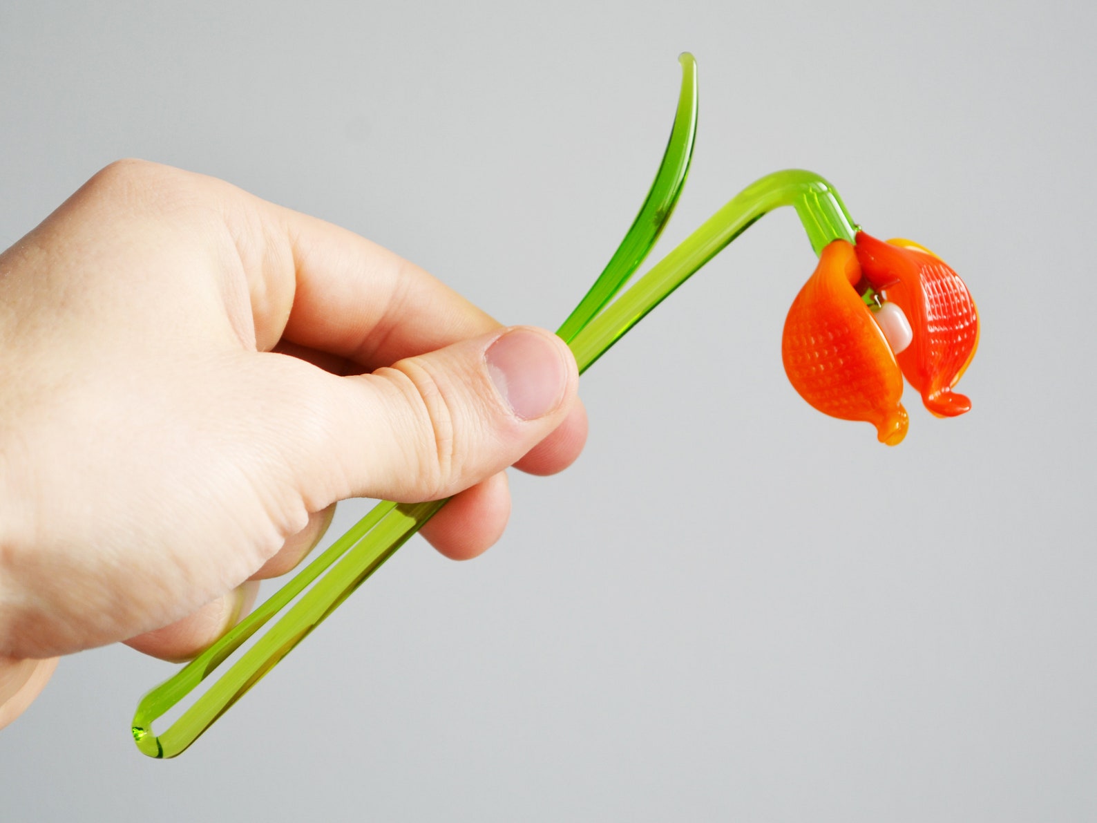 Glass Bell Flowers Orange Figurine Blown Flower Sculpture Art - Etsy