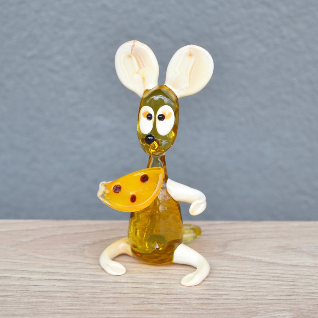 Glass Mouse Figures Sculpture Mouse Yellow Figurines Murano Mice ...