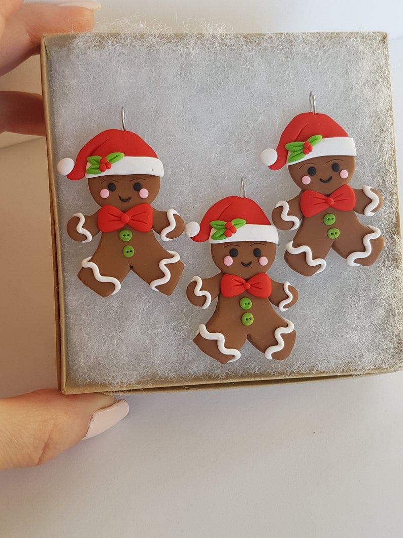 Handcrafted Gingerbread Man MINI Christmas Ornament Gingerbread Polymer ...