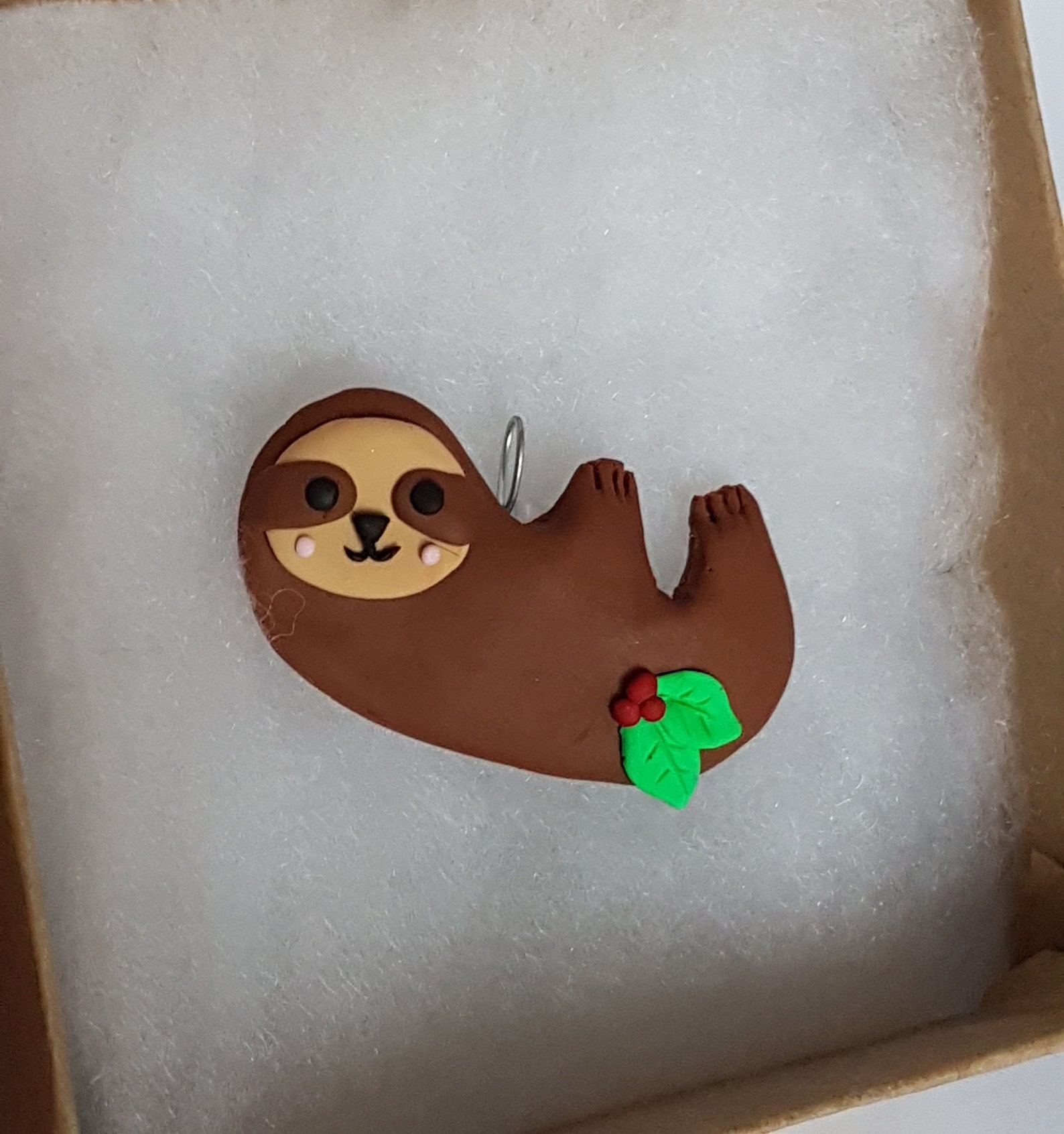 Handcrafted Polymer Clay Sloth Christmas Ornament Christmas Sloth Gift ...