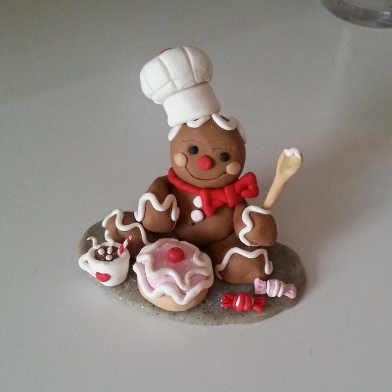 Handcrafted Gingerbread Man Baker Christmas Figurine Polymer - Etsy