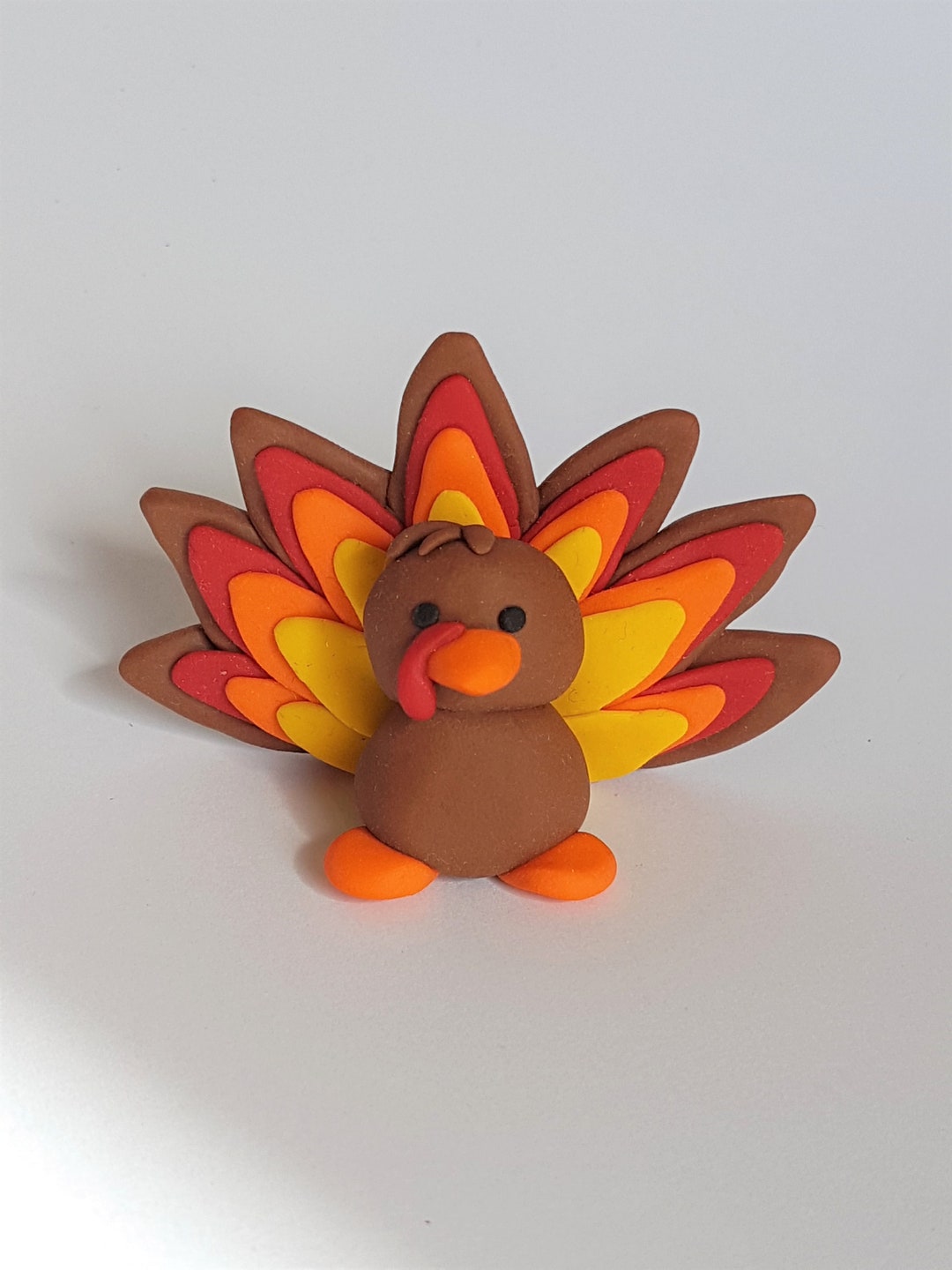Handcrafted Turkey Figurine Thanksgiving Decor Polymer Clay Fall Decor ...