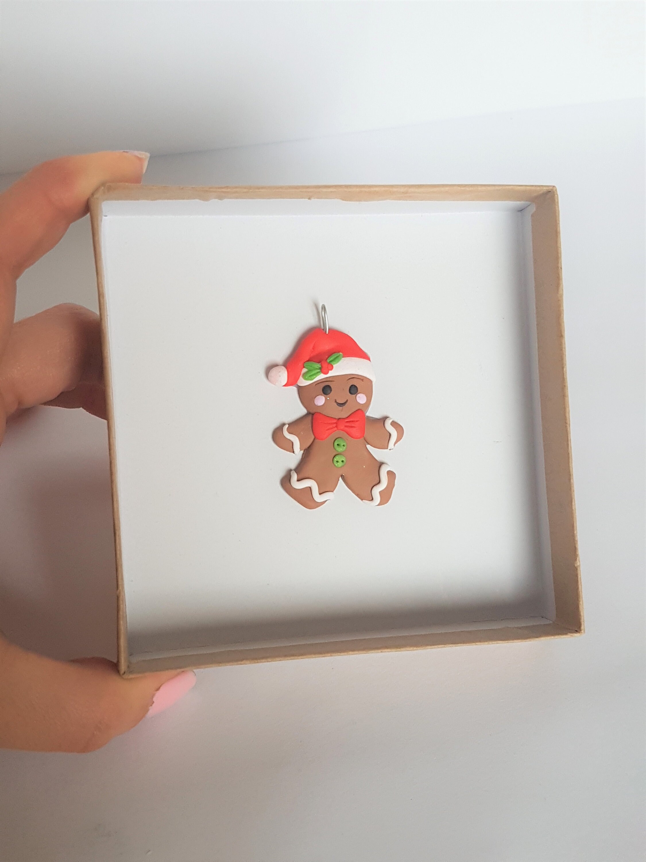 Handcrafted Polymer Clay Gingerbread Man Pendant Christmas Necklace ...
