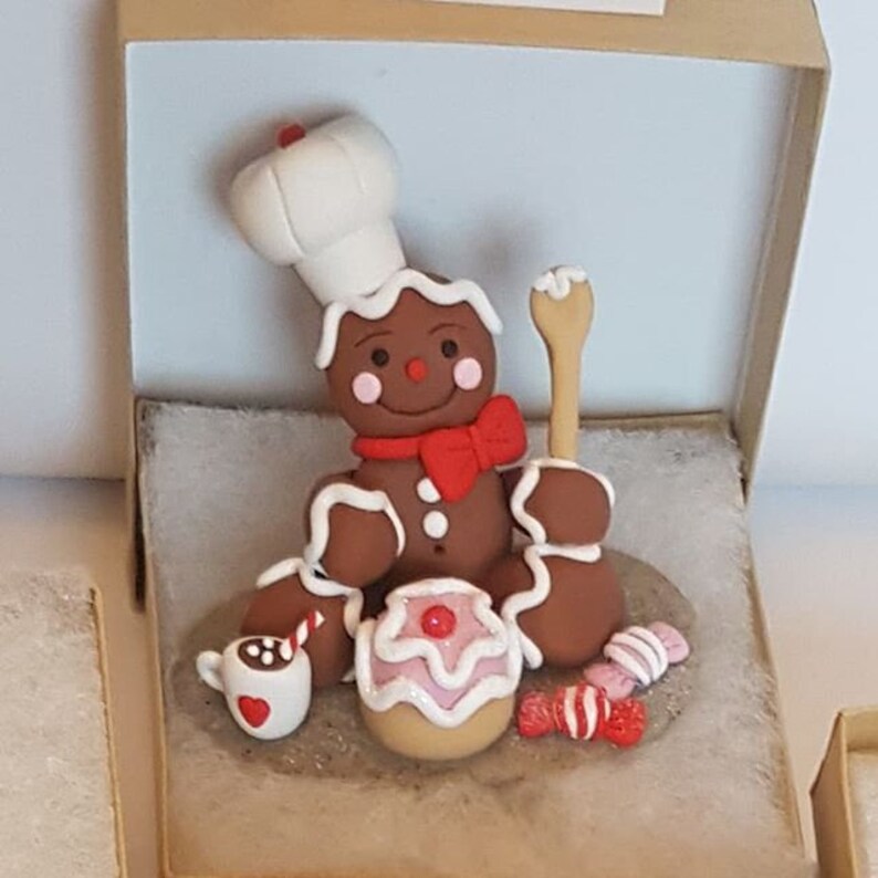 Handcrafted Gingerbread Man Baker Christmas Figurine Polymer - Etsy