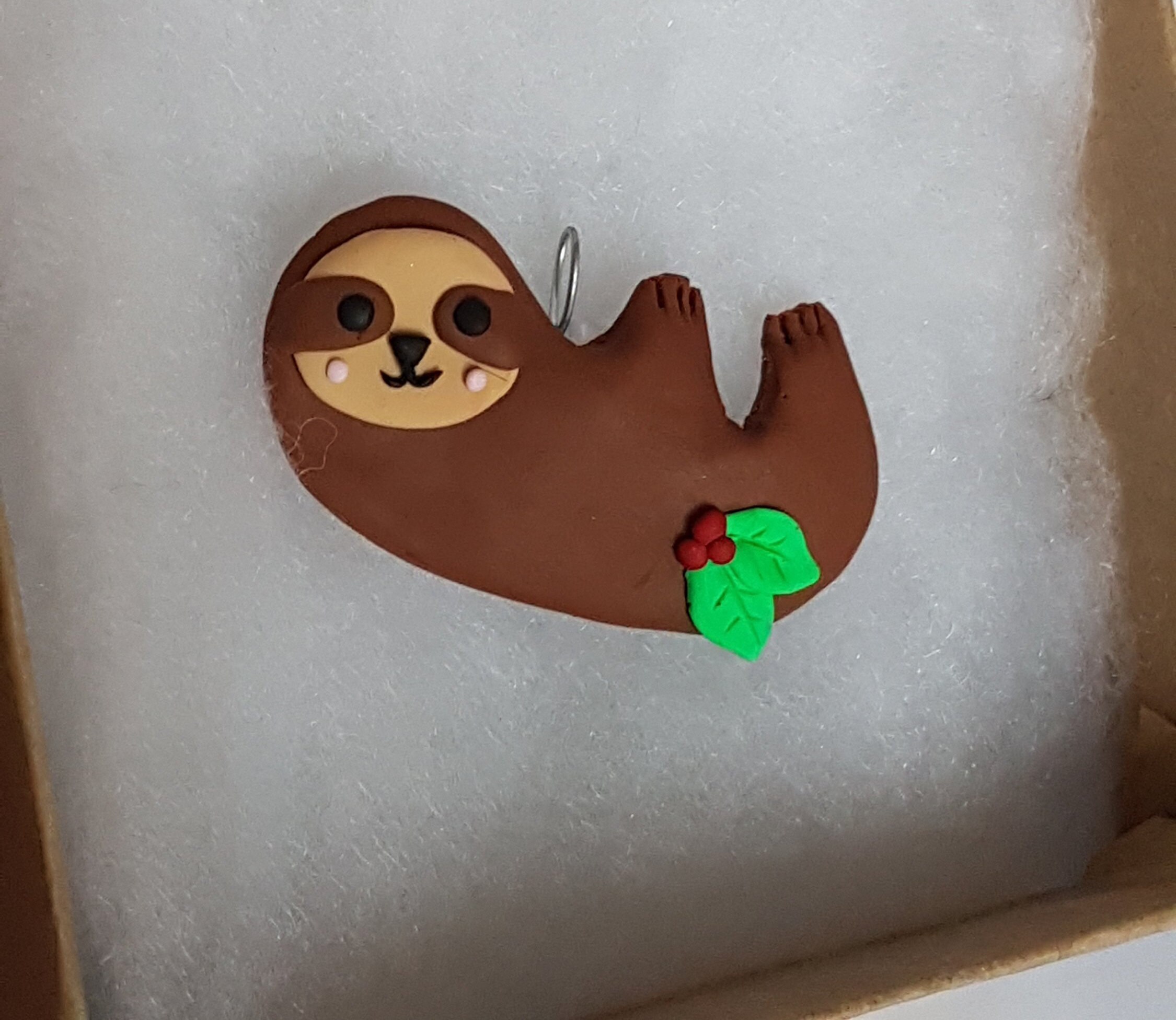 Handcrafted Polymer Clay Sloth Christmas Ornament Christmas Sloth Gift ...