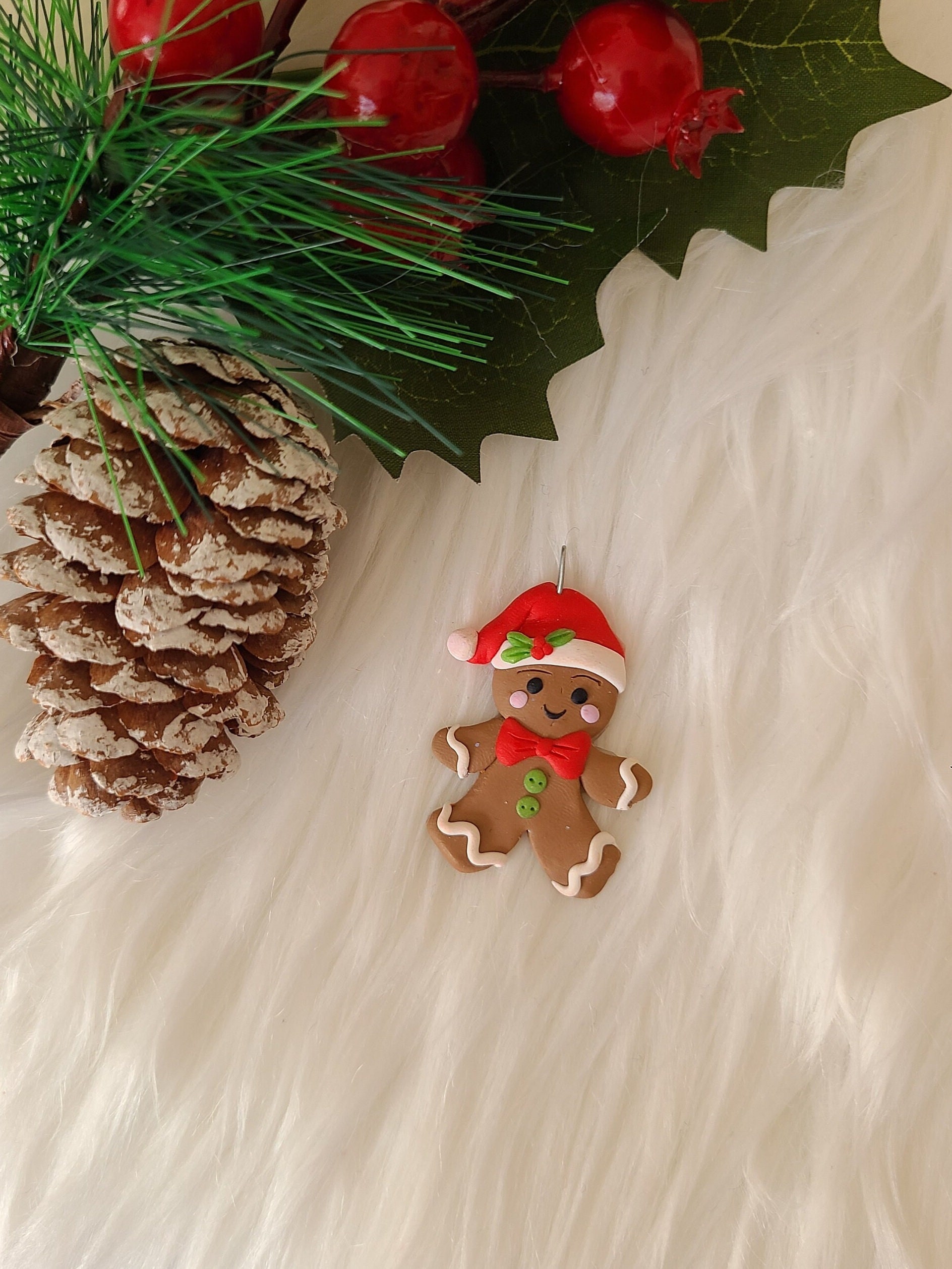 Handcrafted Polymer Clay Gingerbread Man Pendant Christmas Necklace ...