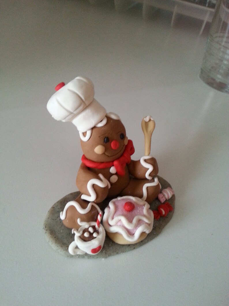 Handcrafted Gingerbread Man Baker Christmas Figurine Polymer - Etsy