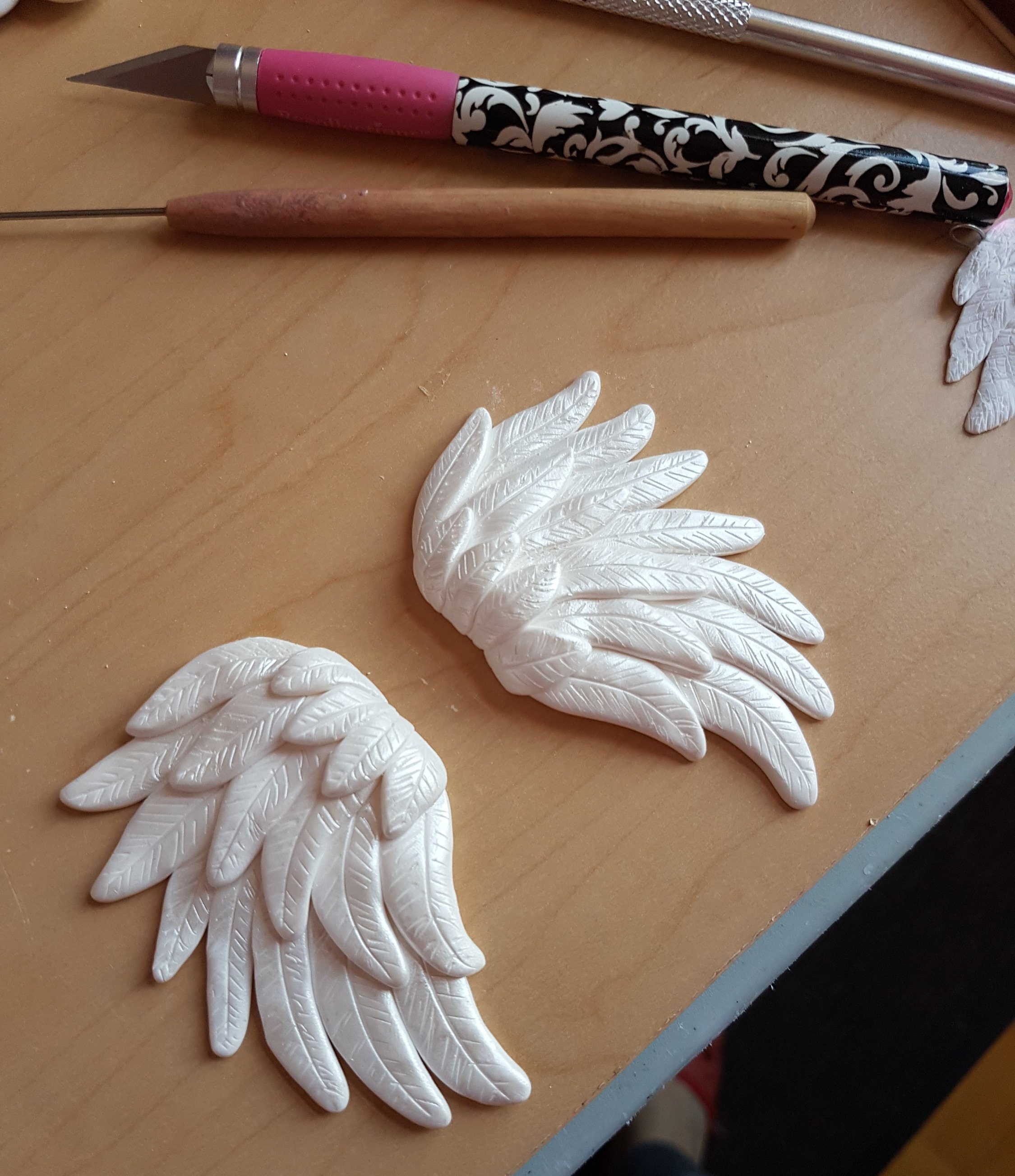 Handcrafted Polymer Clay Angel Wing Pair Ornament Keepsake Gift Angel ...
