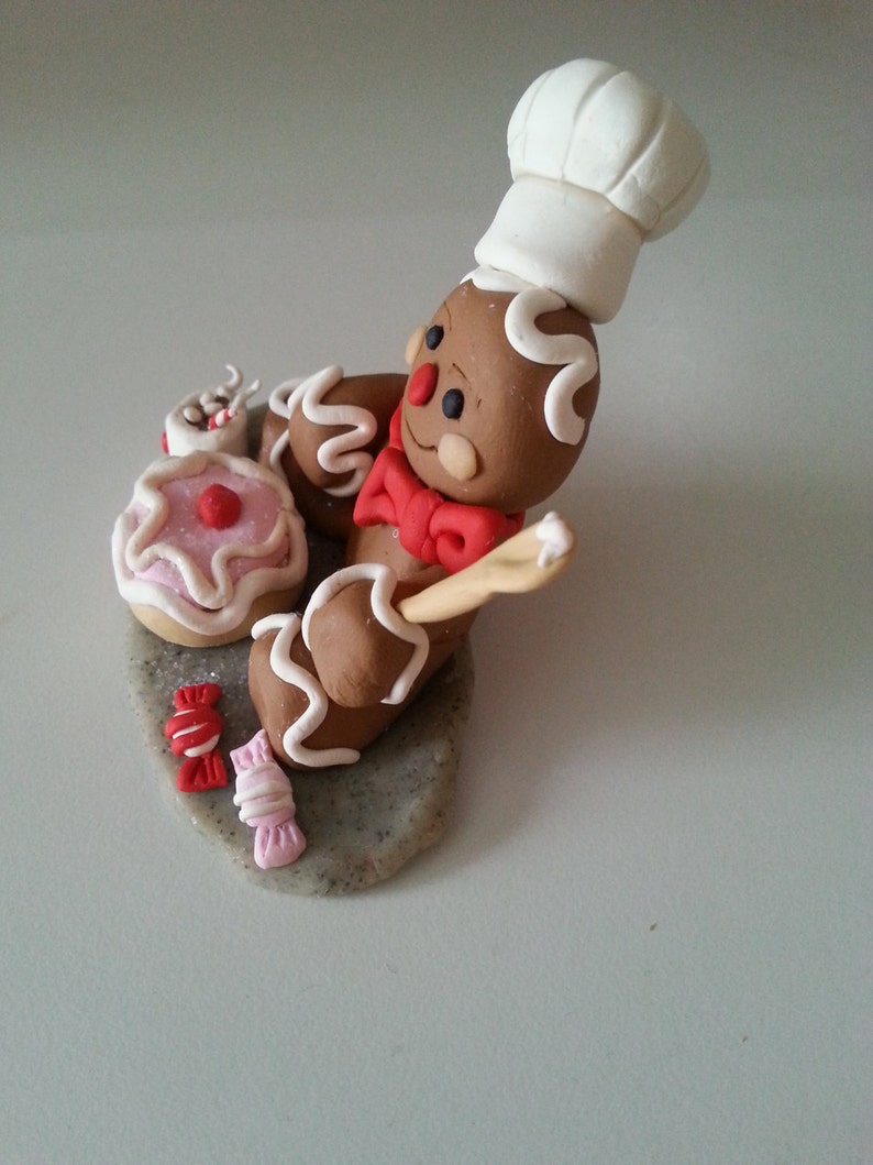 Handcrafted Gingerbread Man Baker Christmas Figurine Polymer - Etsy