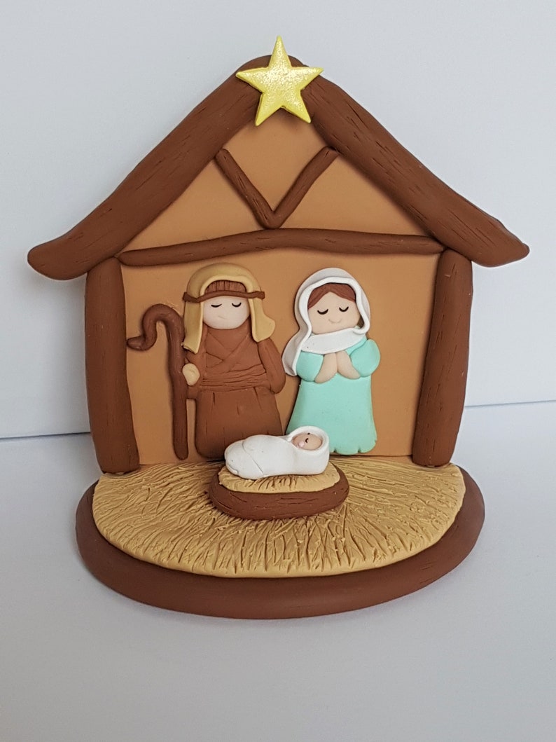 Handcrafted Polymer Clay Modern Nativity Set Christmas Nativity Scene ...
