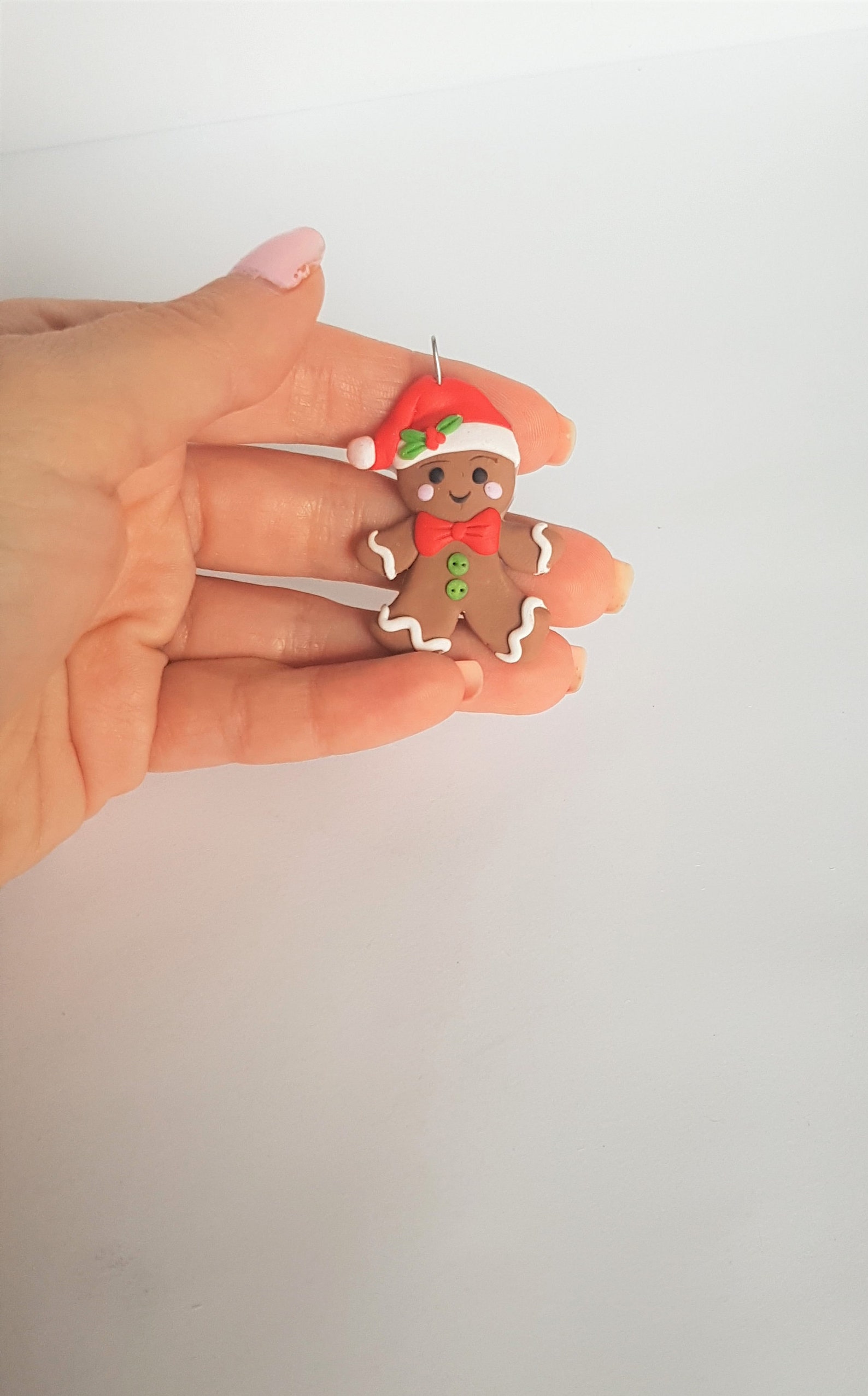 Handcrafted Polymer Clay Gingerbread Man Pendant Christmas Necklace ...