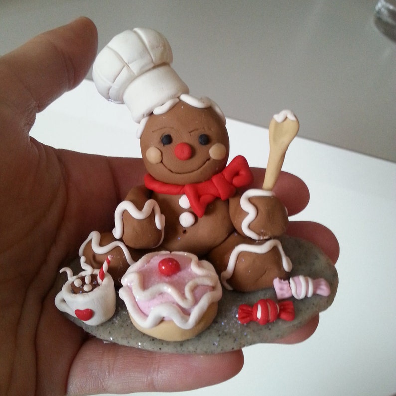 Handcrafted Gingerbread Man Baker Christmas Figurine Polymer - Etsy
