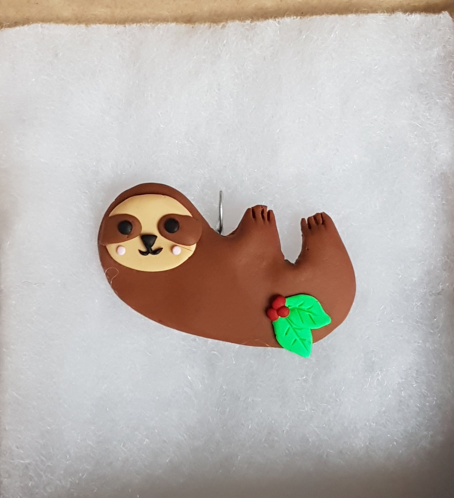 Handcrafted Polymer Clay Sloth Christmas Ornament Christmas Sloth Gift ...