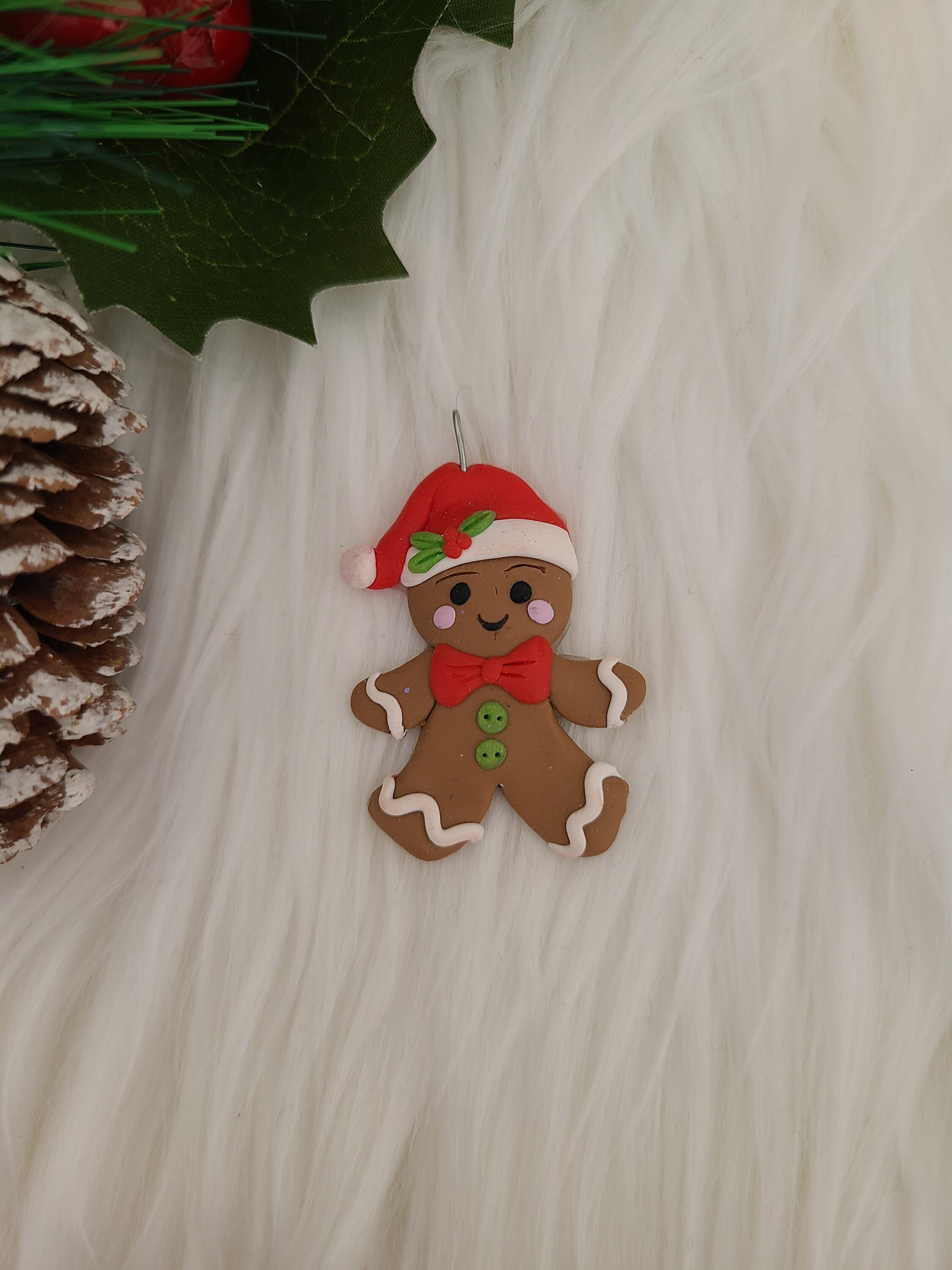 Handcrafted Polymer Clay Gingerbread Man Pendant Christmas Necklace ...