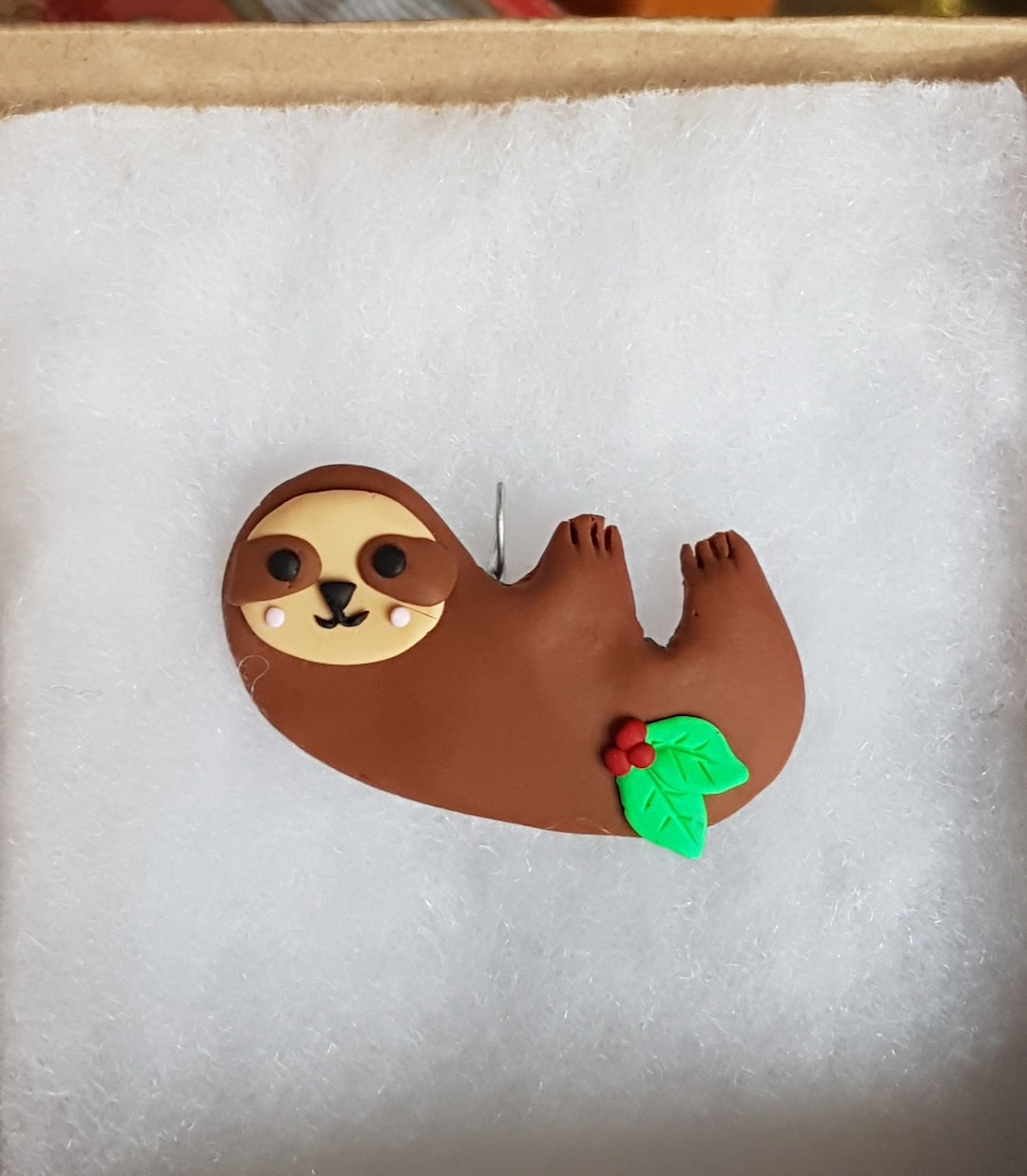 Handcrafted Polymer Clay Sloth Christmas Ornament Christmas Sloth Gift ...