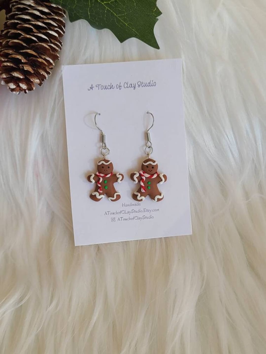 Handcrafted Polymer Clay Gingerbread Man Earrings Christmas Earrings ...