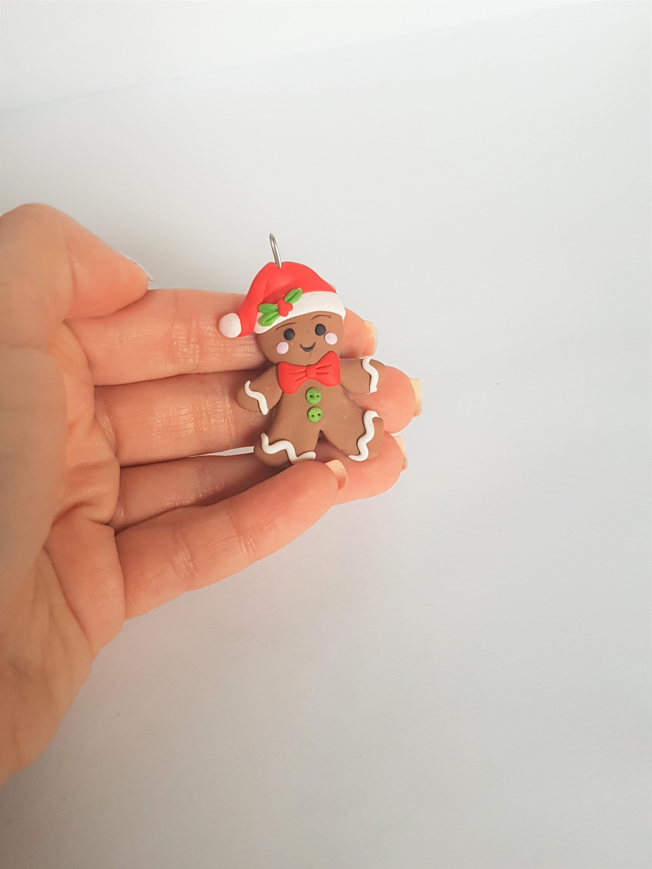 Handcrafted Polymer Clay Gingerbread Man Pendant Christmas Necklace ...
