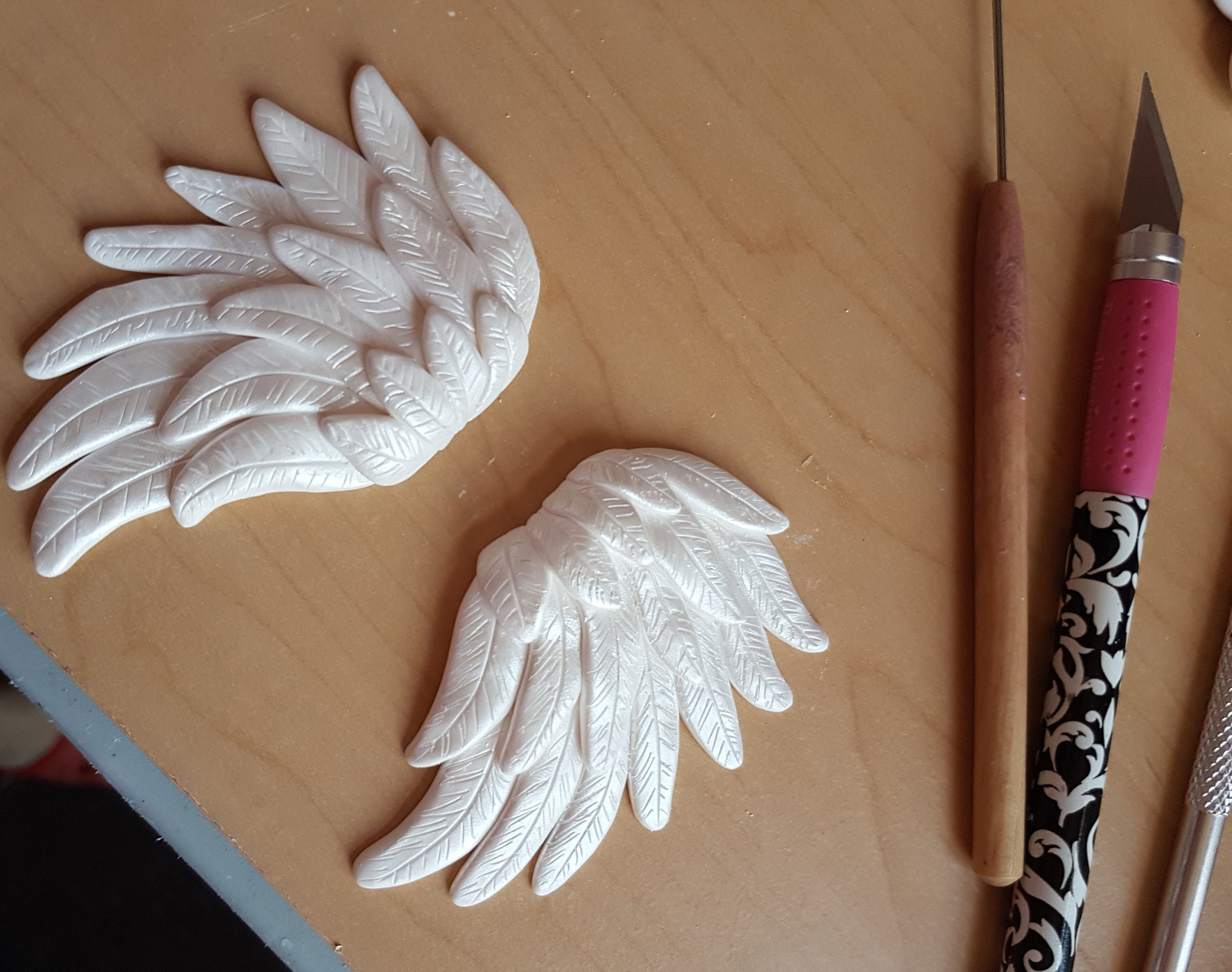 Handcrafted Polymer Clay Angel Wing Pair Ornament Keepsake Gift Angel ...