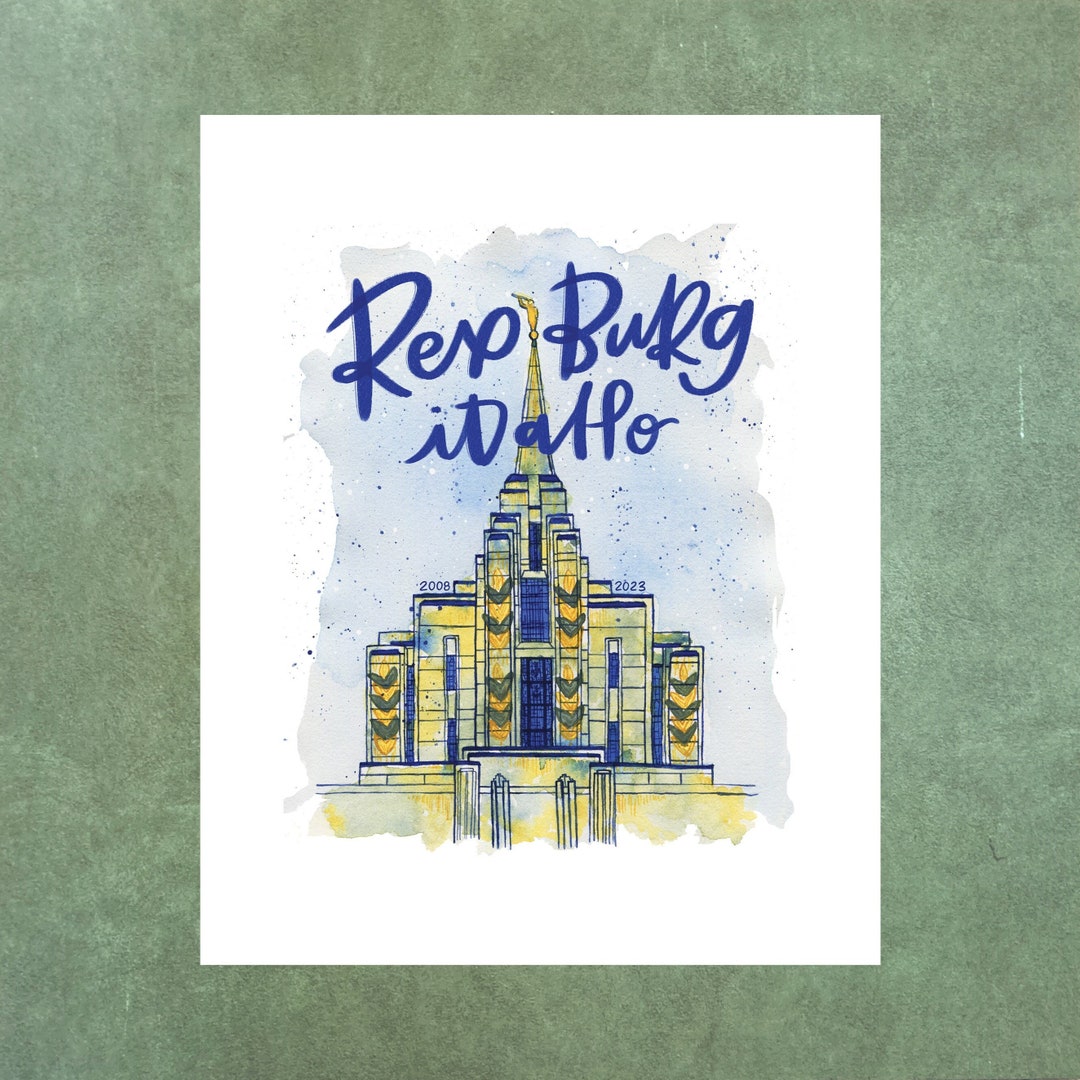 REXBURG IDAHO Lds Temple Watercolor Print Unique Wedding - Etsy