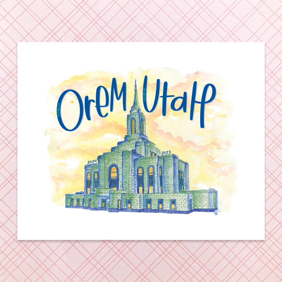 OREM UTAH Temple Watercolor Art Print, Unique Wedding Engagement Gift ...