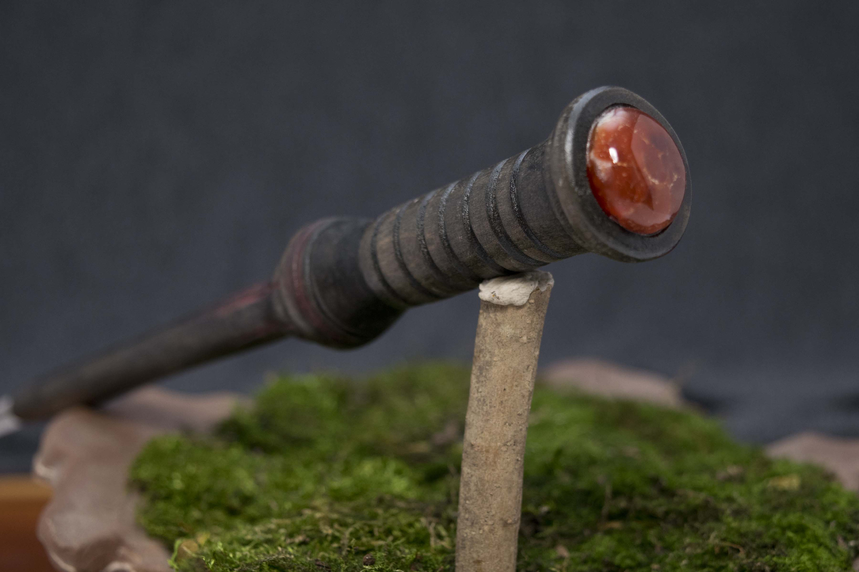 Hand Carved Maple Wood Wand With Carnelian and Clear Quartz, Ritual ...