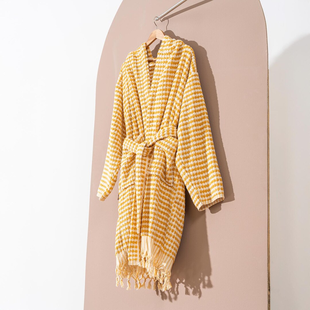 Pompom Bubble Texture Bathrobe Handloom Turkish Cotton Resort Heavy ...