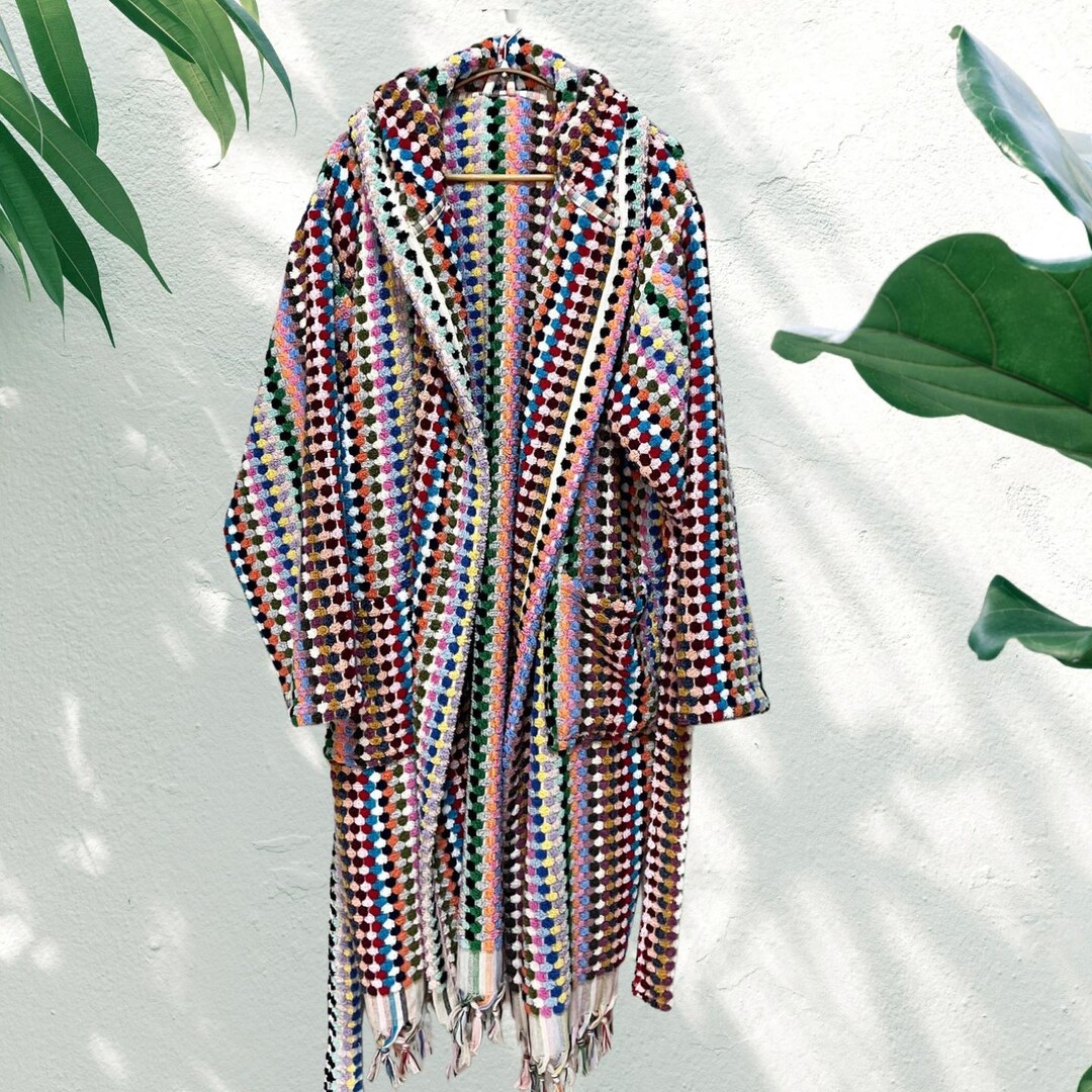 Pompom Bubble Bathrobe Handloom Turkish Cotton Resort Heavy Luxury ...