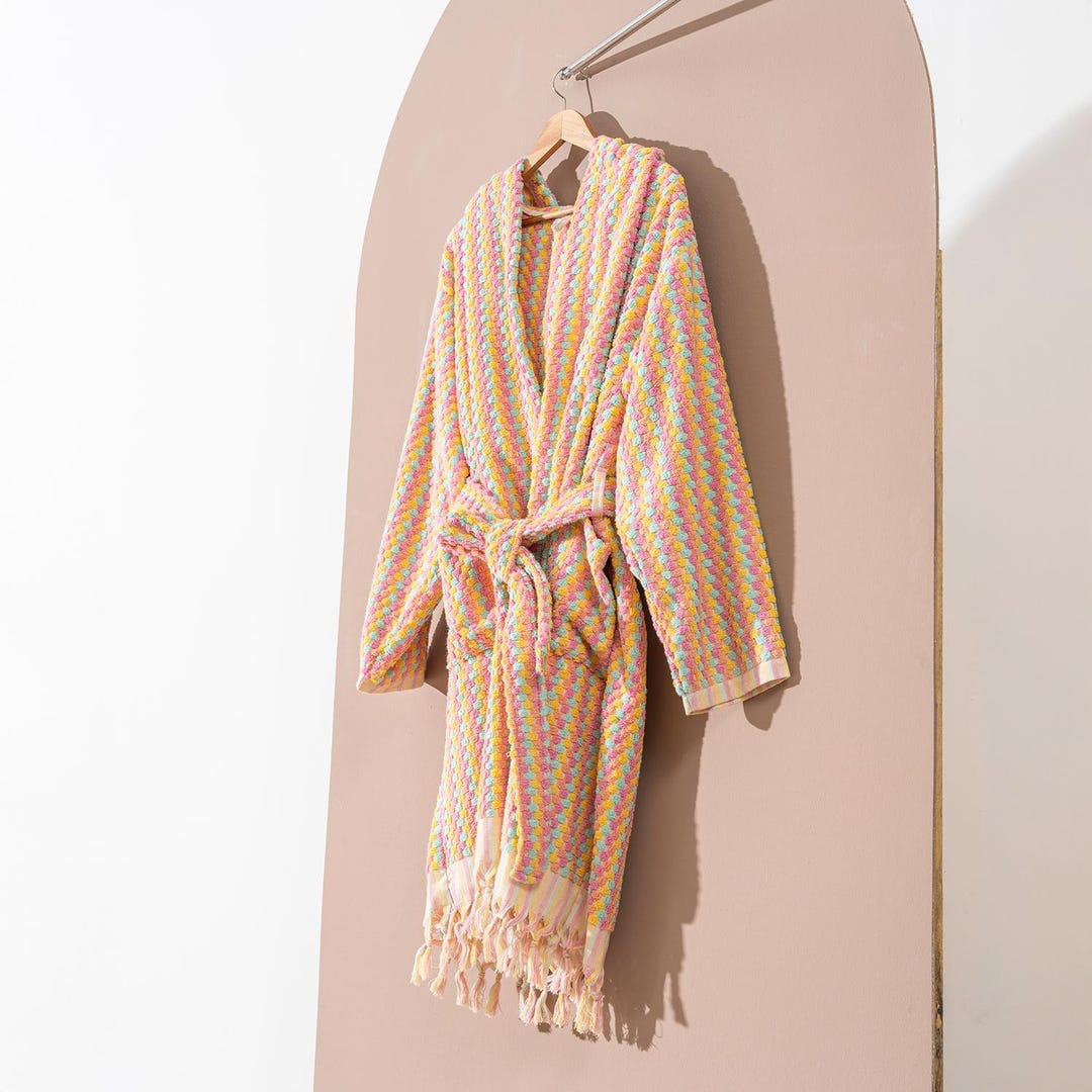 Pompom Bubble Texture Bathrobe Handloom Turkish Cotton Resort Heavy ...