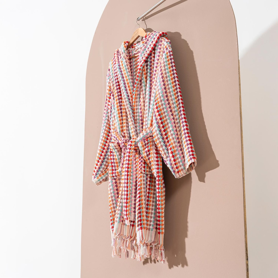 Pompom Bubble Texture Bathrobe Handloom Turkish Cotton Resort Heavy ...