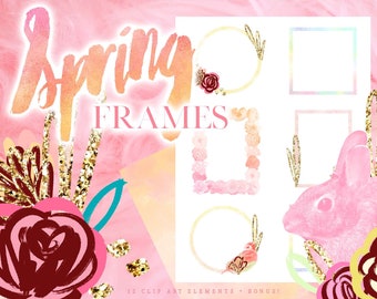 Spring Easter Clipart Borders Pastel Pink Flower Border Clip | Etsy