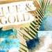 Blue Gold Watercolor Digital Paper - Navy Turquoise Ocean Sea Papers ...