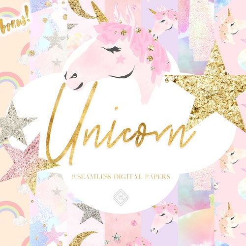 Pastel Digital Paper Unicorn Patterns Silhouette Mint - Etsy