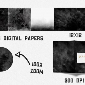 Black Watercolor Digital Paper - Grey Water Color Background Papers ...