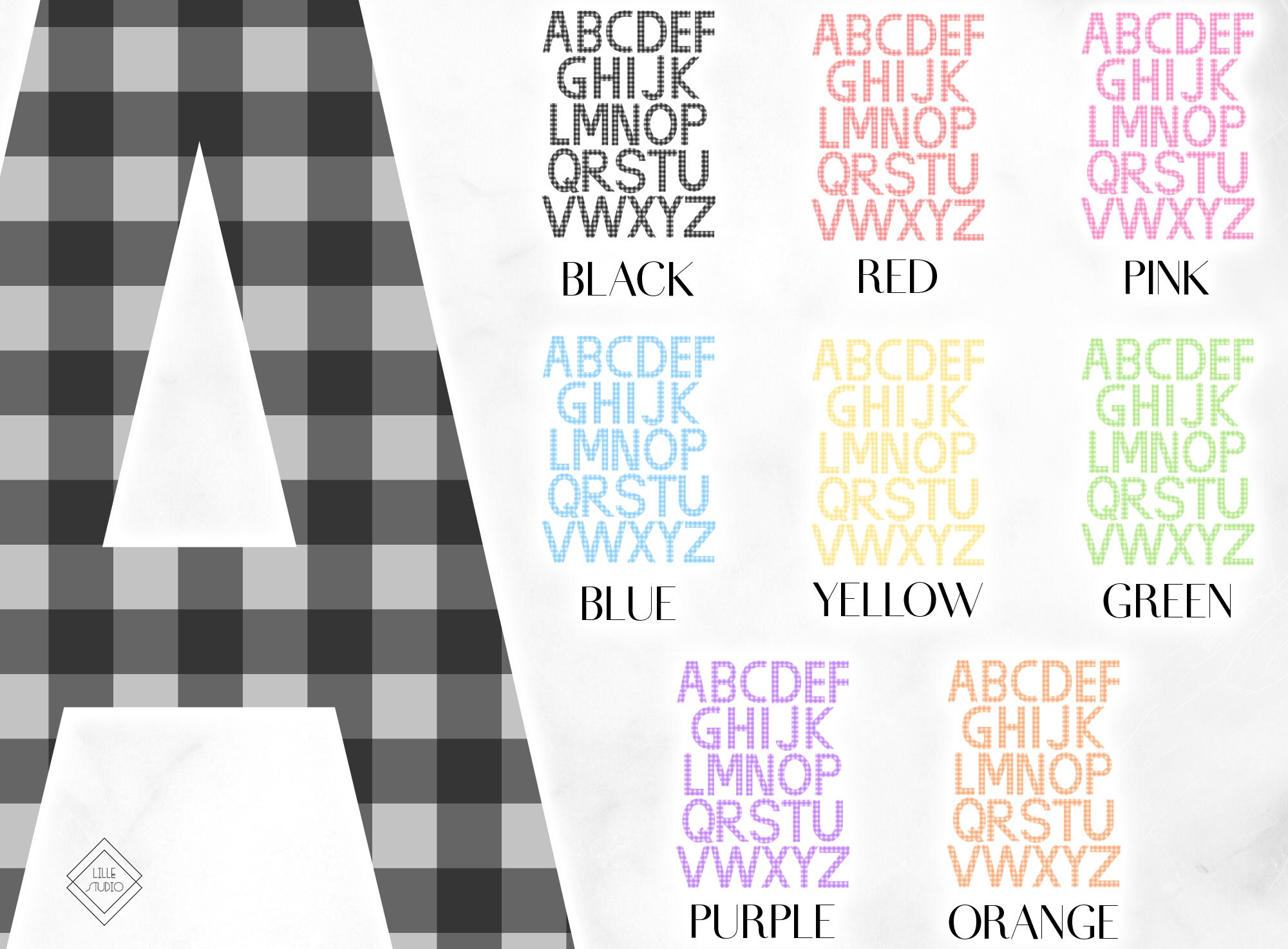 Gingham Alphabet Clipart – PNG Monogram Letter Printable Graphics ...