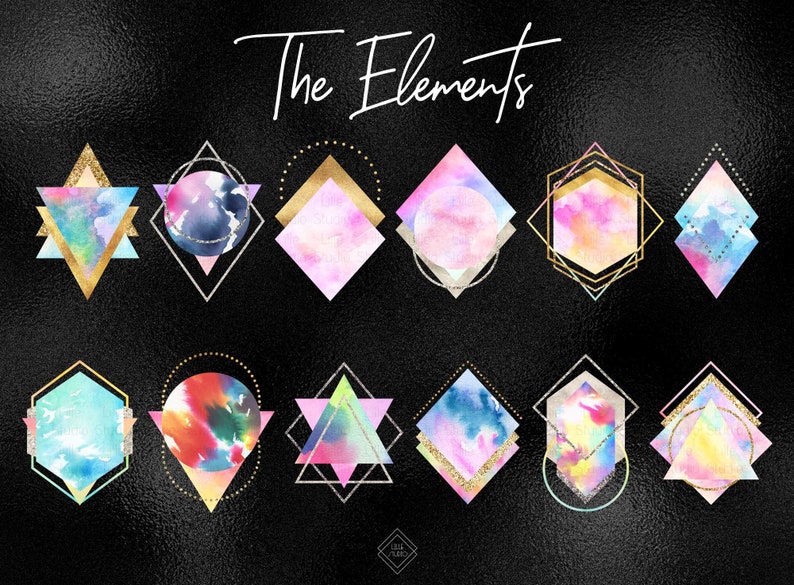 Geometric Watercolor Clipart Abstract Shapes Water Color - Etsy