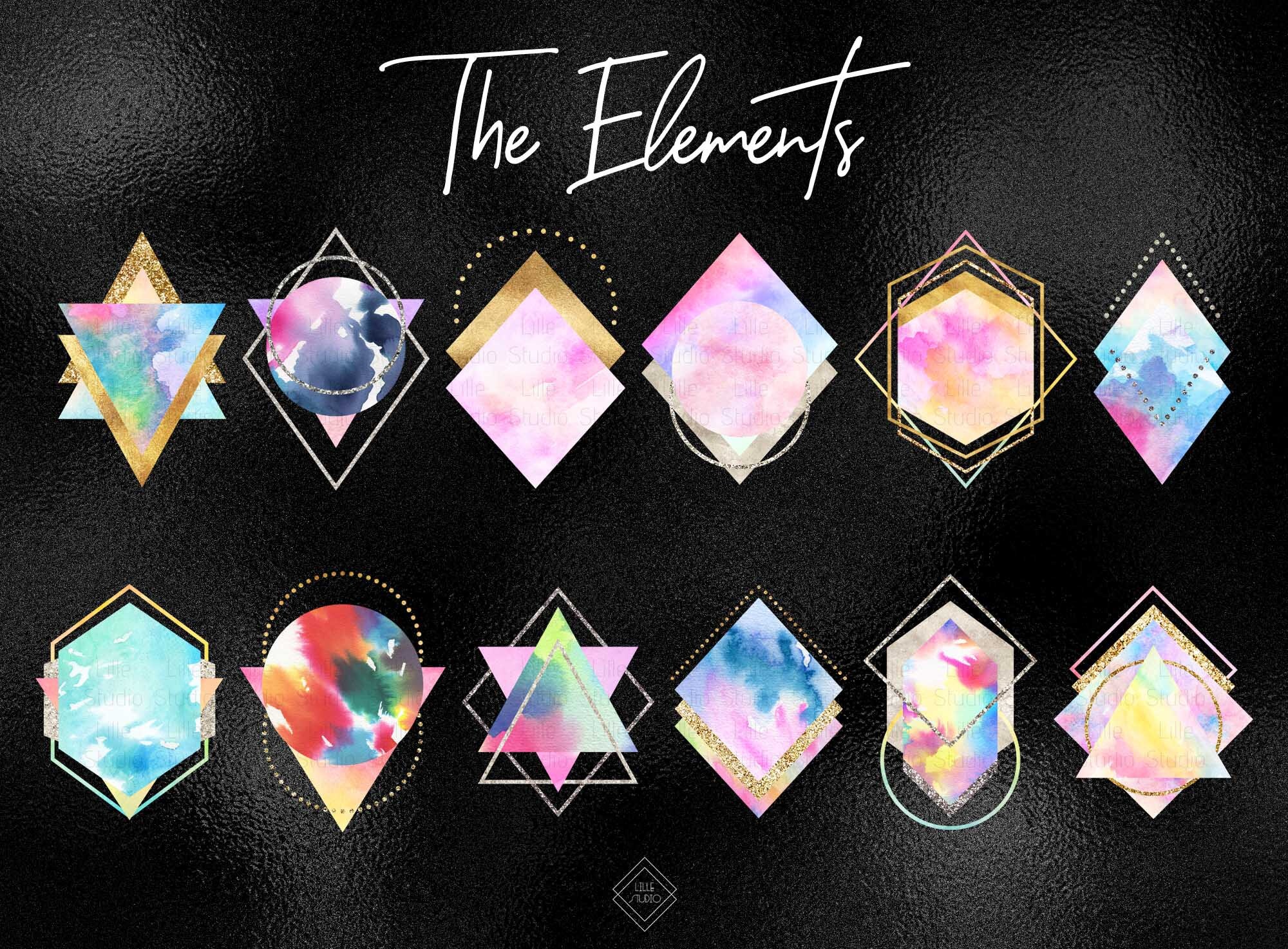 Geometric Watercolor Clipart Abstract Shapes Water Color - Etsy