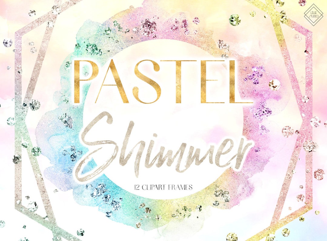Pastel Rainbow Digital Frame Clipart - Geometric Abstract Glitter Clip ...
