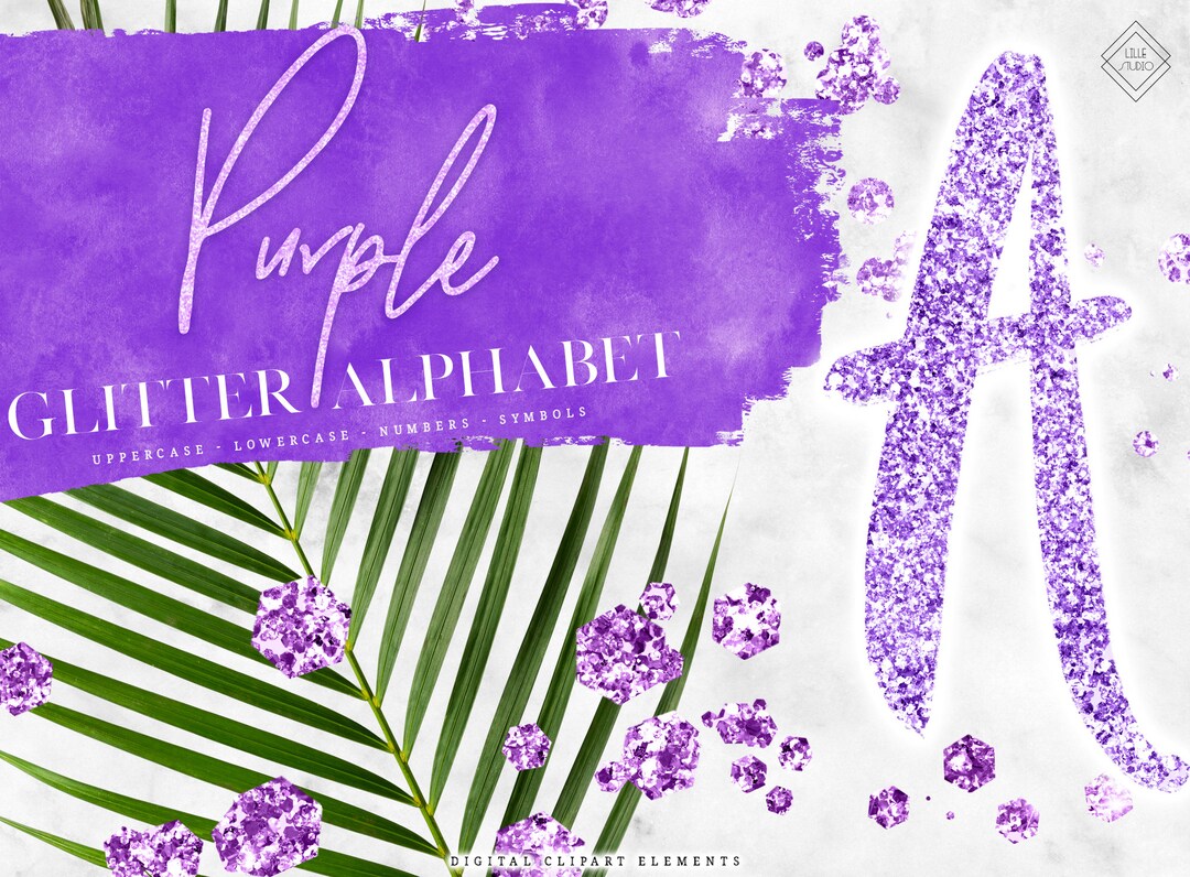 Purple Glitter Alphabet Clipart: Sparkly Monogram PNG Letters (digital ...