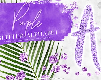 Purple Glitter and Metallic Alphabet Clipart Violet Digital - Etsy
